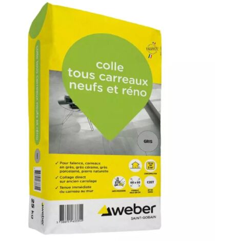 Weber Saint Gobain – Colle pour carrelage gris 25 kg – Pour faïence et ...