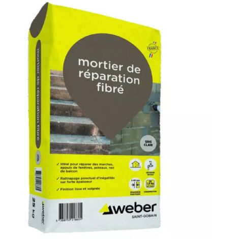 Mortier de réparation fibré pour béton 25 kg - Weber