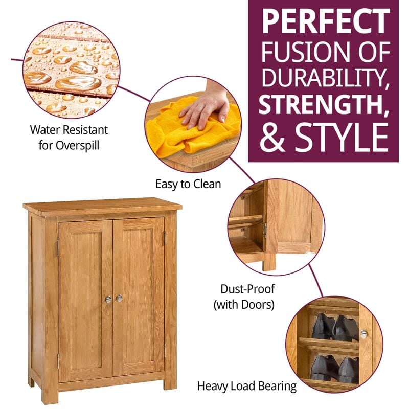 Hallowood Oak Furniture Narrow Oak Shoe Cabinet Waverly Oak Shoe Storage Cabinet Slim Oak Shoe Storage Cabinet Hallway Cupboard Living Room Hallway Shoe Cabinet Oak for 15 Pairs of Shoes