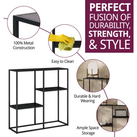 Hallowood Furniture Black Metal Display Unit, Modern Minimalist ...