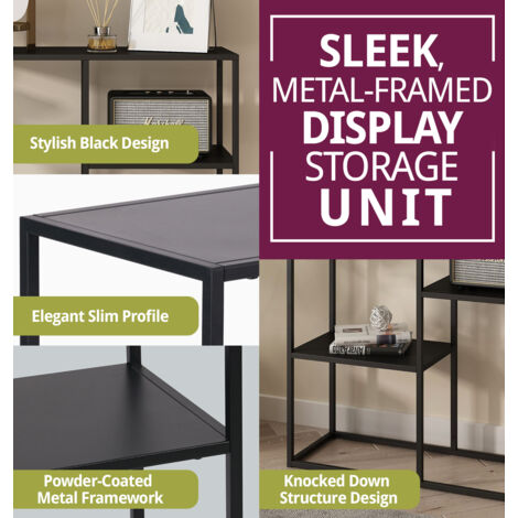 Hallowood Furniture Black Metal Display Unit, Modern Minimalist ...