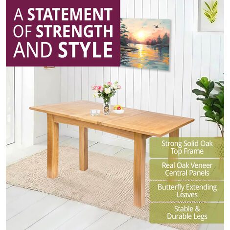 Hallowood Furniture Camberley Oak Butterfly Extendable Dining Table and ...