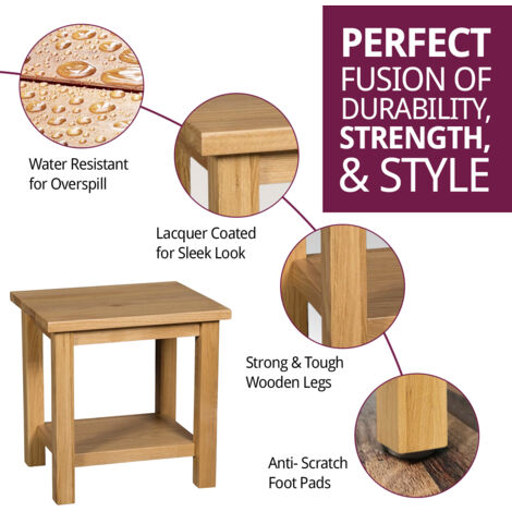 Hallowood Furniture Waverly Oak Small Table, Light Oak Side Table Set ...