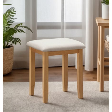 Hallowood Furniture Aston Beige Dressing Table Stool, Cushioned Seat ...