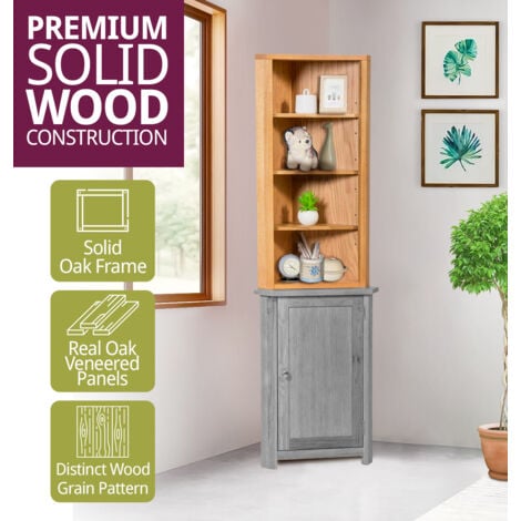 Hallowood Furniture Waverly Oak Corner Storage Cabinet Top, Light Oak ...