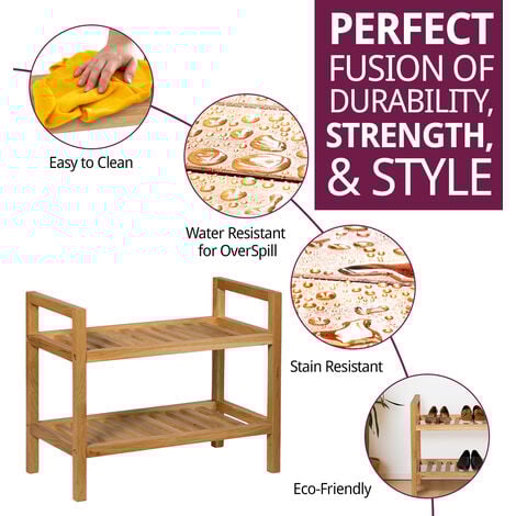 Hallowood Furniture Waverly Oak 2 Tier Shoe Rack in Light Oak, Narrow ...