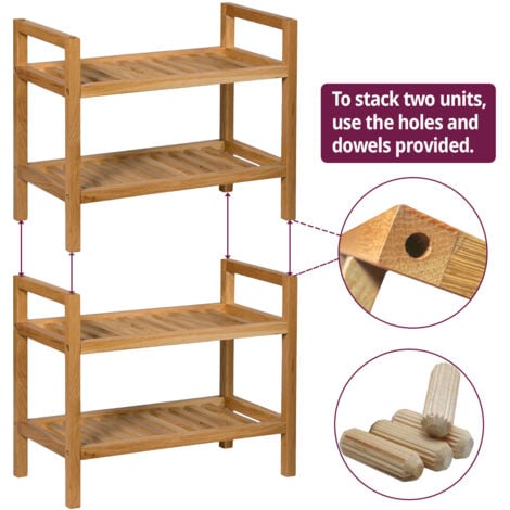 Hallowood Furniture Waverly Oak 2 Tier Shoe Rack in Light Oak, Narrow ...