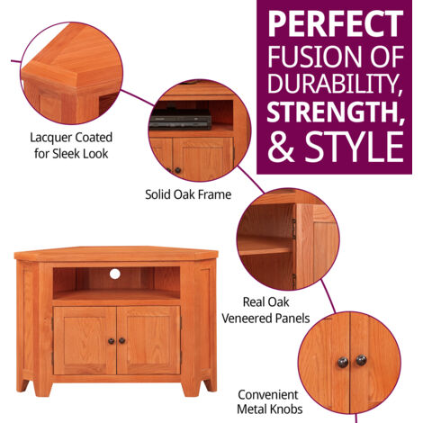 Hallowood Furniture Cotswold Oak 2 Doors Corner TV Unit with 1 Shelf in ...