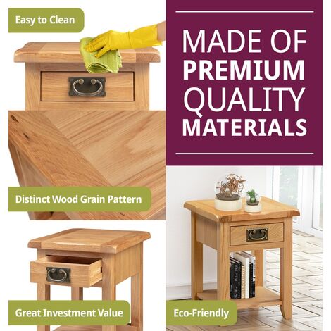 Hallowood Furniture Monchique Oak Small Side Table with Chest Drawer ...