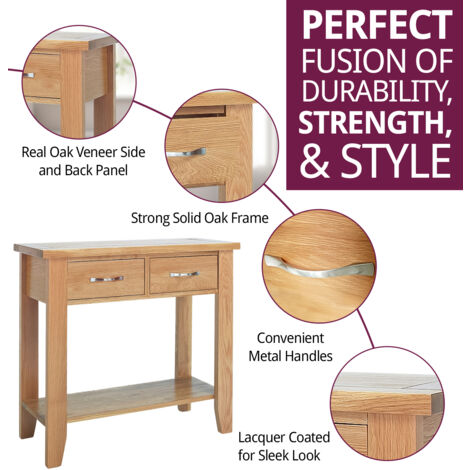 Hallowood Furniture Camberley Oak Small Console Table with 2 Drawers ...