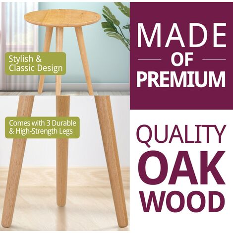 Hallowood Furniture Waverly Oak Round Side Table with 3 Legs, Solid ...