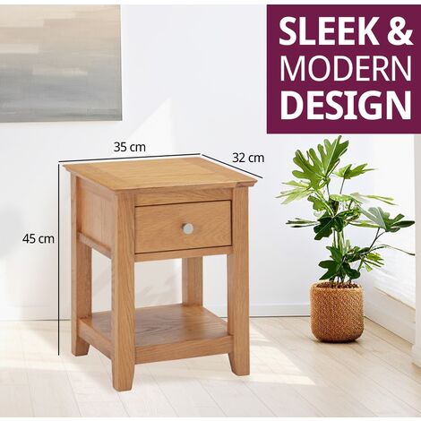 Hallowood Oak Furniture Hereford Bedside Table & Lamp Table for Bedroom ...