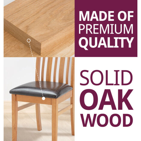 Hallowood Furniture Oak Dining Chairs Set of 2 with Bonded Leather Seat ...