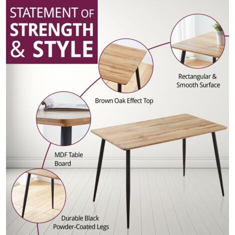 Hallowood Furniture Cullompton Small Dining Table and Chairs Set 4, Oak ...