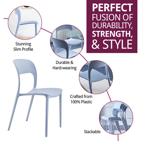 Hallowood Furniture Stoker Stackable Plastic Dining Chairs Set of 4 in ...