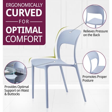 Hallowood Furniture Stoker Stackable Plastic Dining Chairs Set of 4 in ...