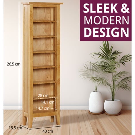 Hallowood Furniture Aston Oak CD Storage with 7Shelves, CD Rack, Tall ...