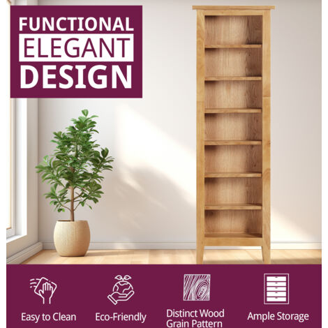 Hallowood Furniture Aston Oak CD Storage with 7Shelves, CD Rack, Tall ...