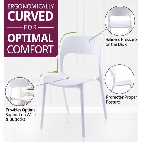 Hallowood Furniture Stoker Stackable Plastic Dining Chairs Set of 4 in ...