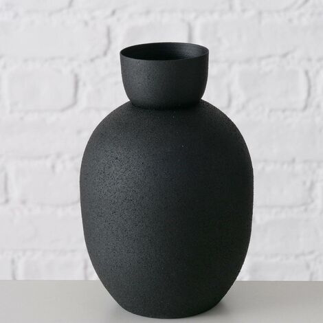 Schwarze Vase aus Metall MAYNAR, 17 cm