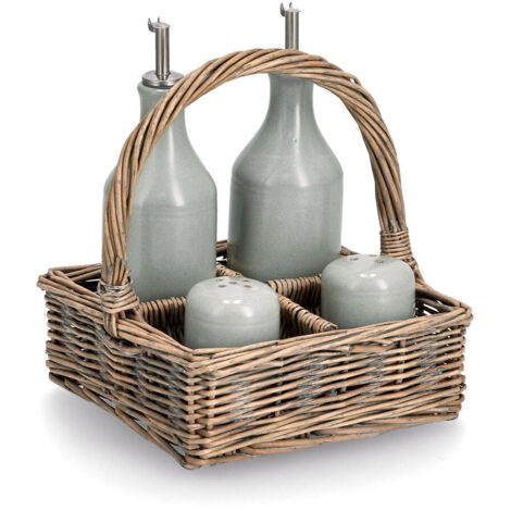 Geflochtener Korb mit Fächern, 20 x 20 cm