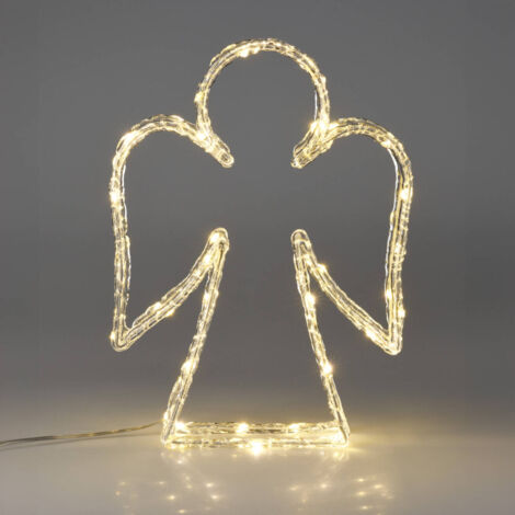 Lichtdekoration aus Metall, stehende Figur mit LED-Lichtern