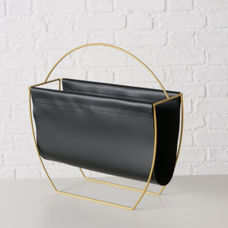 Zeitungshalter aus Kunstleder und Metall RULANA, H. 40,5 cm