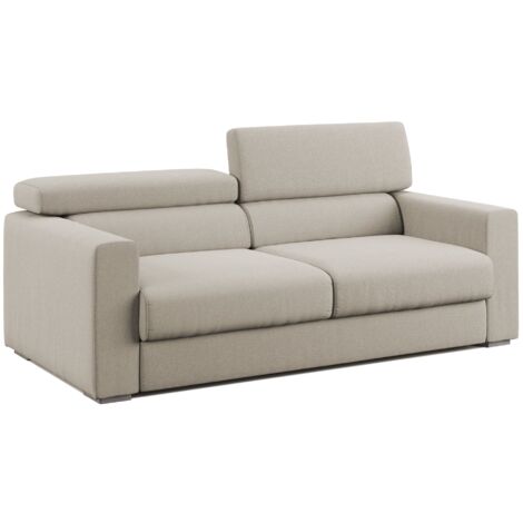 Dylan Divano con pouf estraibile 158 cm panna