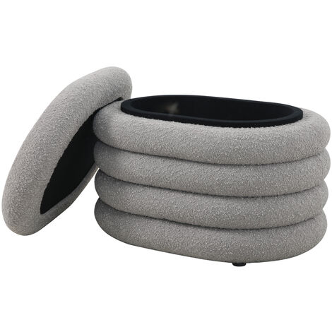 SVITA BLOSSOM Hocker mit Stauraum Sitzhocker Ottomane Boucle-Polster ...