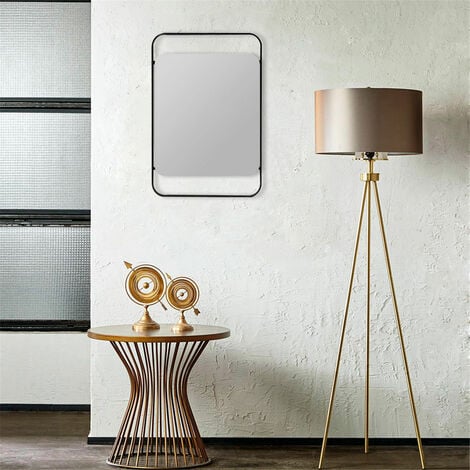 Espejo de pared rectangular con bordes redondeados, 90x60, con marco ...