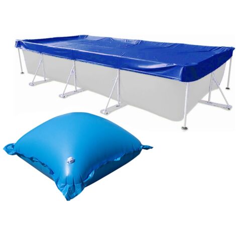 Abdeckplane mit 10 Luftkissen SET Rechteck 600x300cm Blau Übermaß Pool ...