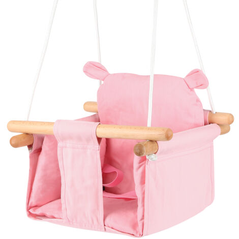 Balancelle Enfant avec Siège en Tissu Doux et Cadre en Bois ...