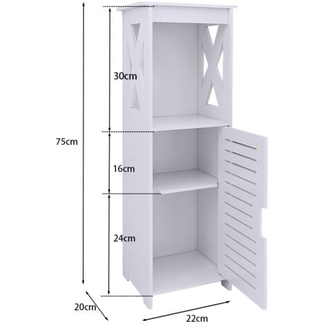 Meuble WC étagère PVC portes blanc