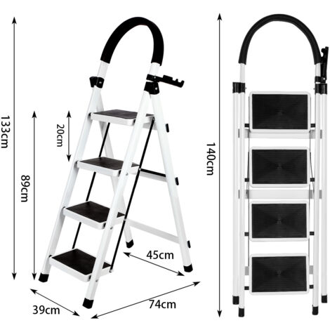 Escabeau 4 marches-Pliant avec Pédale Antidérapante-150KG Échelle ...