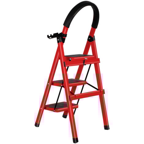 Escabeau 3 marches - Marchepied pliable - Pliage sécurisé - Rangement facile - Charge maximale ...