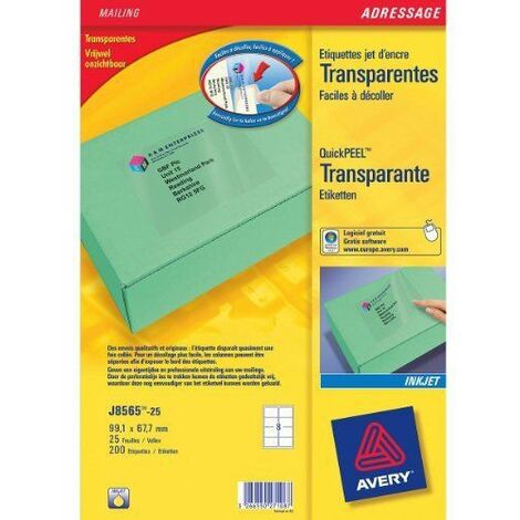 Avery Clear Address Label - Inkjet - J8565