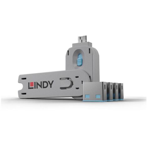 Lindy 40452 clip sicura Port blocker + key USB tipo A Blu Acrilonitrile ...