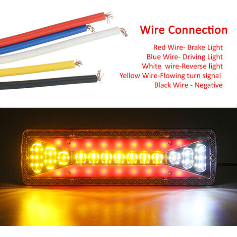 2x 12V 37LED Flowing Rear Tail Light Turn Signal Brake Reverse Lamp For ...