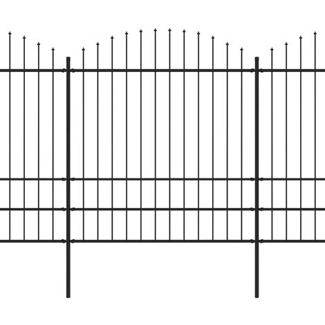 Mayfair Garden Fence with Spear Top Steel (1.75-2)x5.1 m Black
