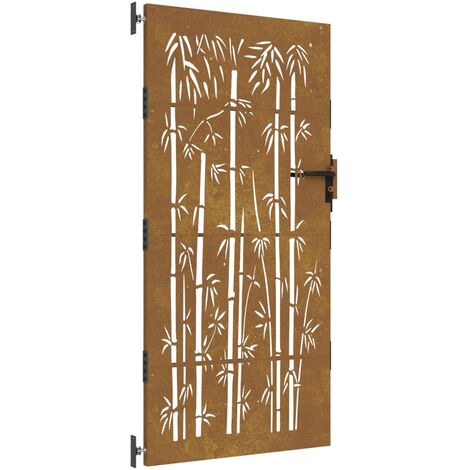 Mayfair Garden Gate 85x175 cm Corten Steel Bamboo Design