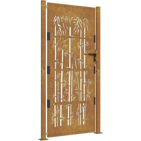 Mayfair Garden Gate 105x180 cm Corten Steel Bamboo Design