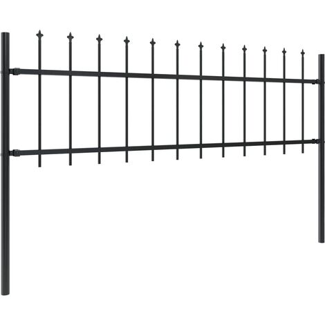 Mayfair Garden Fence with Spear Top Steel 5.1x0.6 m Black