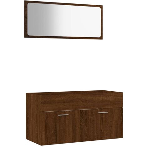 Mayfair 2 Piece Bathroom Furniture Set Brown Oak Engineered Wood