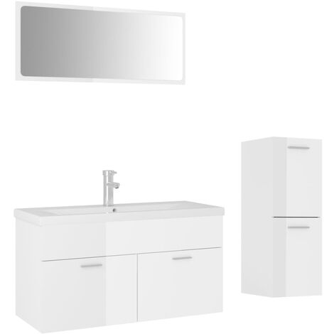 Mayfair Bathroom Furniture Set High Gloss White Engineered Wood