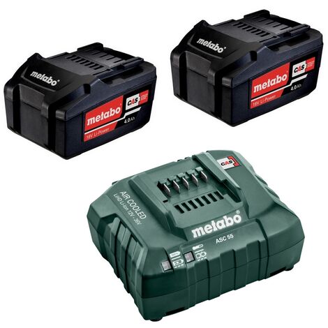 Metabo 2 x Akku 18 4,0 Ah Li-ION + Ladegerät ASC 55 12 - 36 V CAS ...