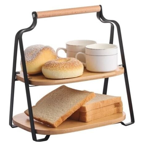 Estante de cocina independiente Diseño industrial Bambú y acero ELIE Negro mate MSV