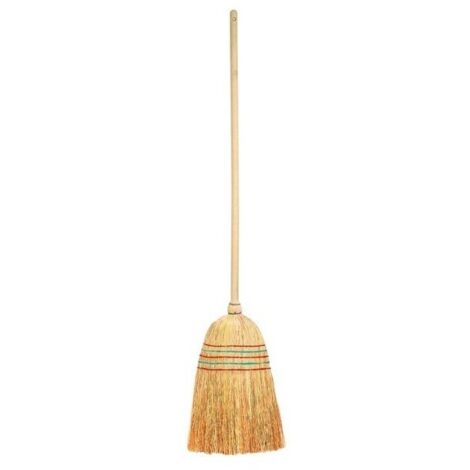 Escoba de paja tradicional de exterior 136cm Beige MSV