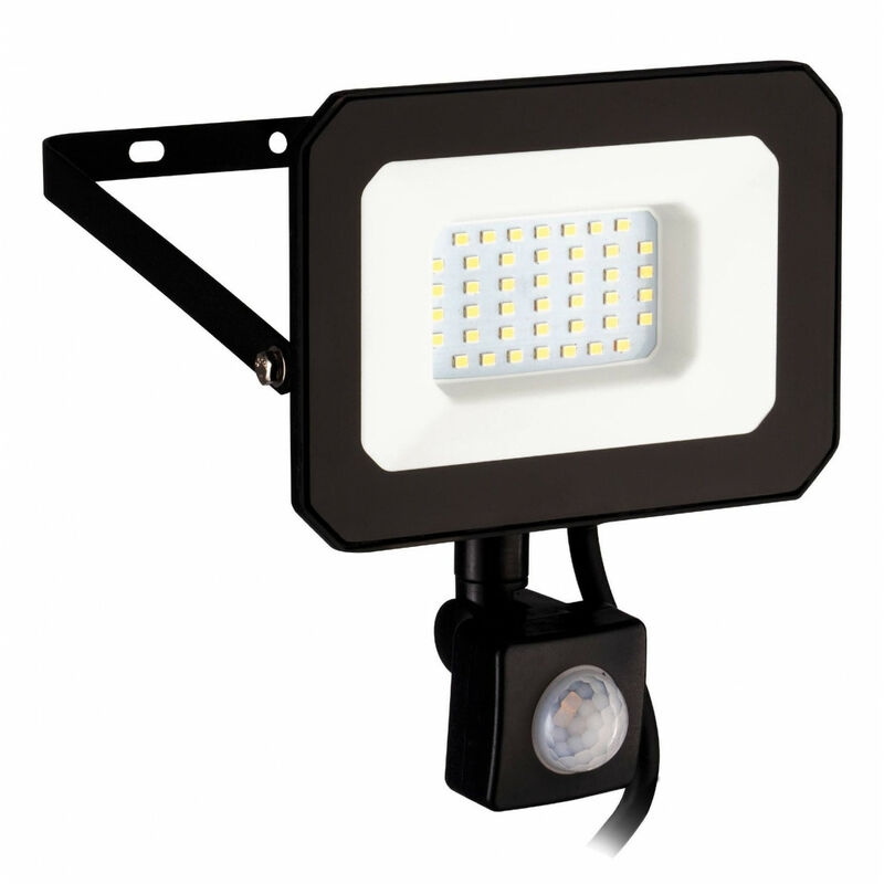 PROJECTEUR LED NOIR AVEC DECTECTEUR 30W 2800 LUM 4000K IP44