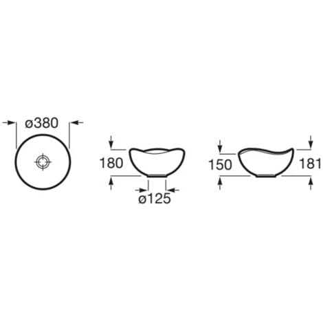 ROCA A327A15080 OHTAKE Lavabo de Sobre Encimera Fineceramic Color Negro ...