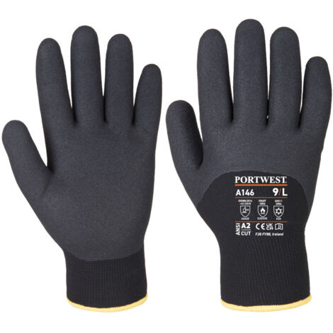 Portwest Winter Arbeitshandschuhe 250°C Kontakthitzeschutz Schwarz XL